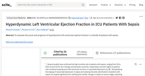 Hyperdynamic Left Ventricular Ejection Fraction In Icu Patients With Sepsis [scite Report]