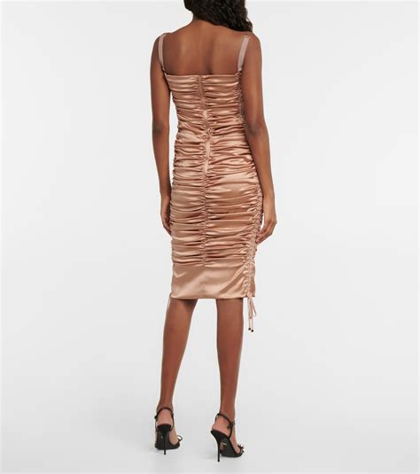 Dolceandgabbana Ruched Silk Satin Midi Dress Dolce And Gabbana