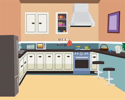 Cartoon Kitchen Background Vector Art Icons And Graphics For Free