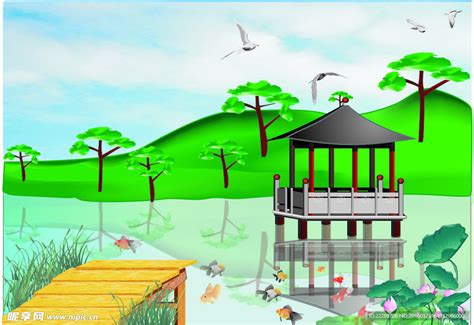 卡通亭子风景图矢量图设计图 展板模板 广告设计 设计图库 昵图网