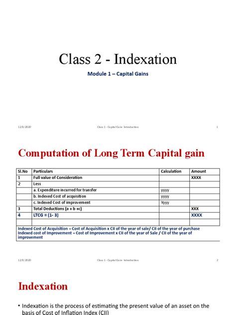 Capital Gains Indexation Pdf Capital Gain Cost