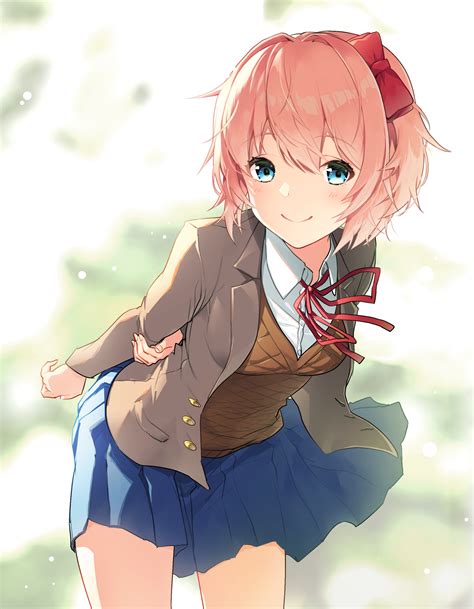 Wallpaper Anime Girls Doki Doki Literature Club Sayori Doki Doki Literature Club Short Hair