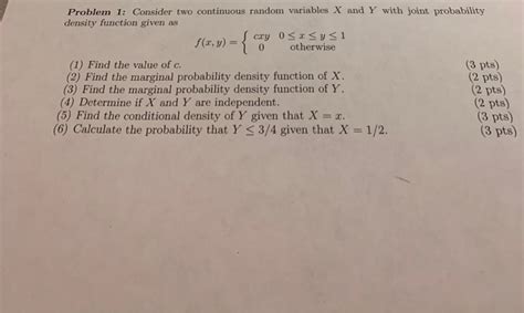 Solved Problem Consider Two Continuous Random Variables X Chegg