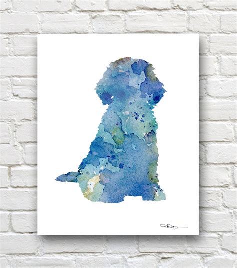 Blue Cockapoo Art Print Abstract Watercolor Painting Wall Decor Etsy