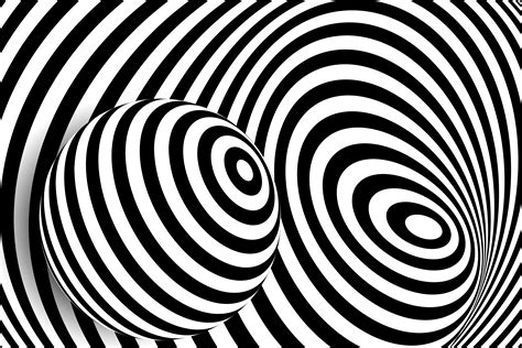 Black And White 3d Line Distortion Ball Illusion 1418963 Vector Art At