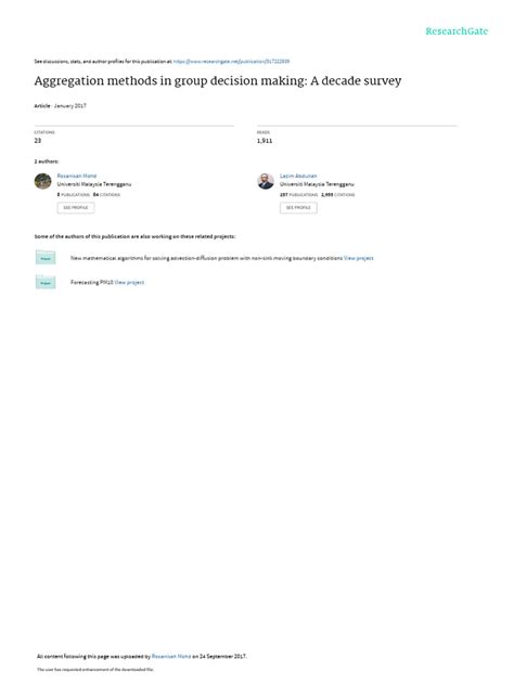 2017 Aggregation Methods In Group Decision Makinga Decade Surveyaggregation 1321 2551 1 Pb
