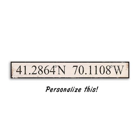 Customized Latitude Longitude Canvas On Wood Coordinate Sign Nautical
