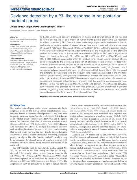 Pdf Deviance Detection By A P3 Like Response In Rat Posterior