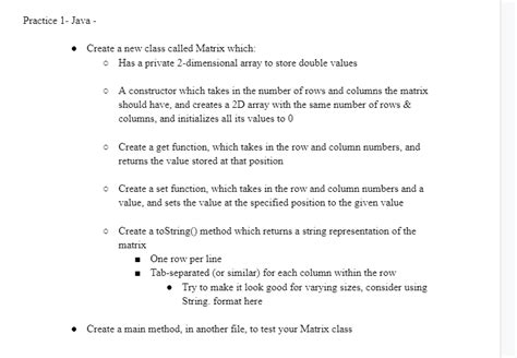 Solved Java Create A New Class Called Matrix