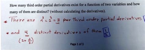 How Many Third Order Partial Derivatives Exist For A Function Of Two