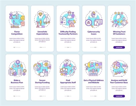 Premium Vector Startup Launch Onboarding Mobile App Page Screen Set Starting Business