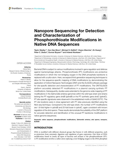 Pdf Nanopore Sequencing For Detection And Characterization Of Phosphorothioate Modifications