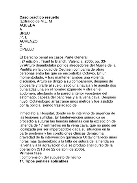 Caso Práctico Homicidio Pdf Homicidio Intención Derecho Penal