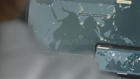 Global Cyber Attack With World Map On Computer And Mobile Phone Screen