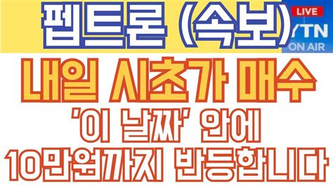 펩트론 주가전망 속보 내일 시초가 매수 이 날짜 안에 10만원까지 반등합니다 Youtube