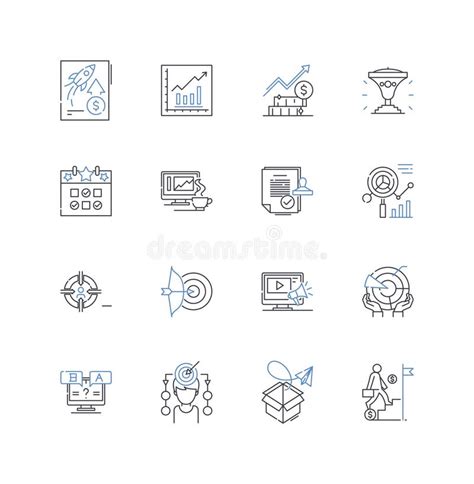 Digital Strategy Line Icons Collection Optimization Analytics Automation Branding Content