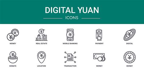 돈 부동산 모바일 뱅킹 지불 디지털 기부 보고서 프리젠 테이션 다이어그램 웹 디자인 모바일 앱을위한 위치 벡터 아이콘과 같은 10 개의 개요 웹 디지털 위안 아이콘 세트