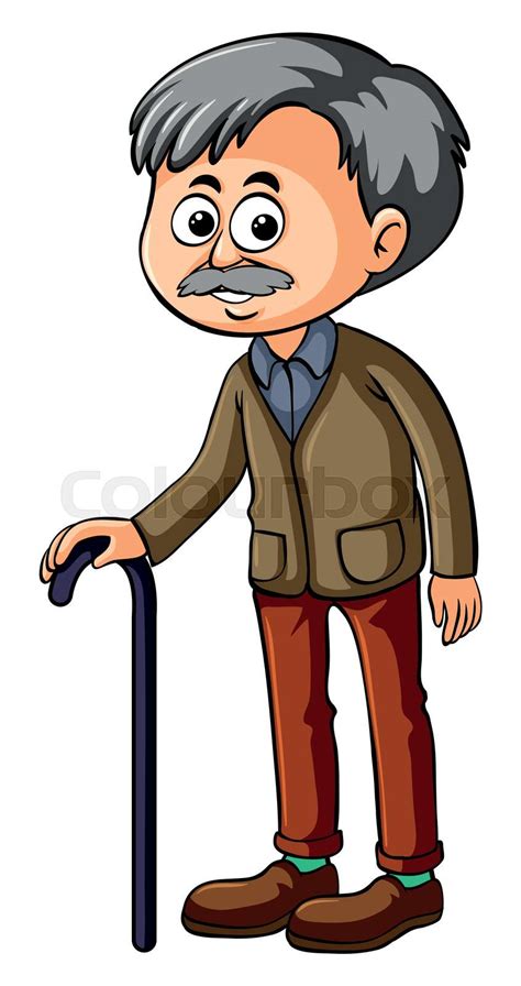 Old Man With Black Cane Stock Vector Colourbox
