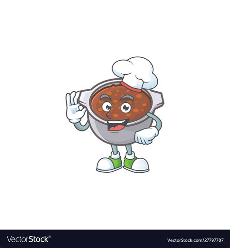 Dish Baked Beans With Cartoon Chef Mascot Vector Image