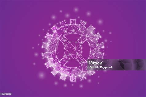 흰색 연결된 점이있는 기어 로우 폴리 기호 3d 기하학적 다각형 산업 개발 기계 기술 기어 휠 디자인 일러스트레이션 3차원 형태에 대한 스톡 벡터 아트 및 기타 이미지