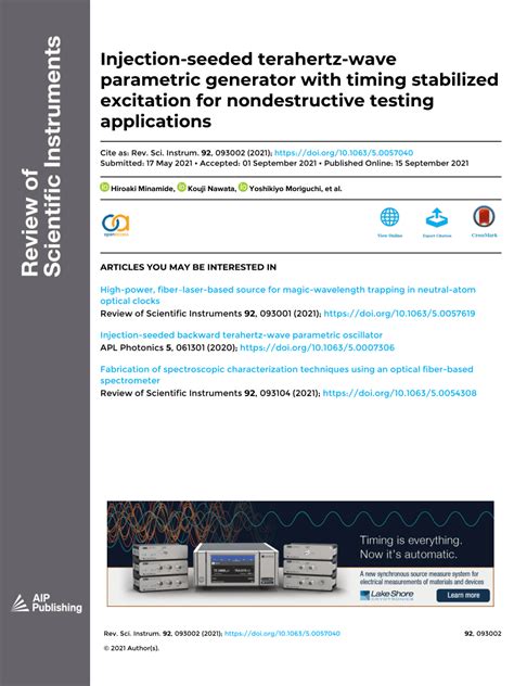 Pdf Injection Seeded Terahertz Wave Parametric Generator With Timing