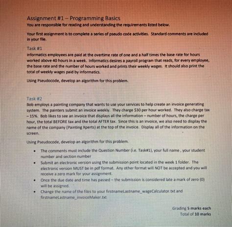 Solved Assignment 1 Programming Basics You Are