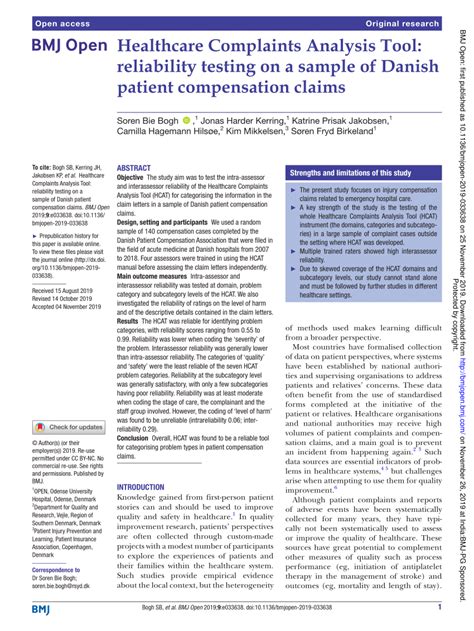 Pdf Healthcare Complaints Analysis Tool Reliability Testing On A