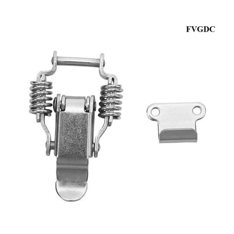Stainless Steel Spring Locking Latch Hasp Lock Draw Latch Clamp Draw
