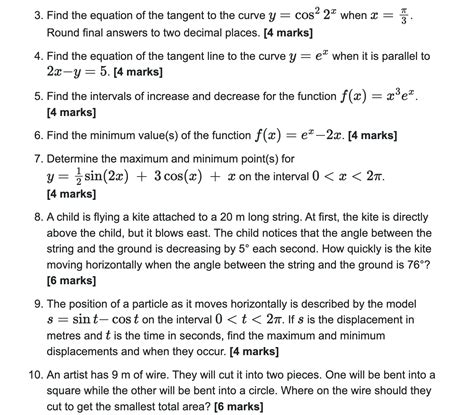 Solved 3 Find The Equation Of The Tangent To The Curve Chegg Com