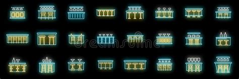 Bar Counter Icons Set Vector Neon Stock Vector Illustration Of