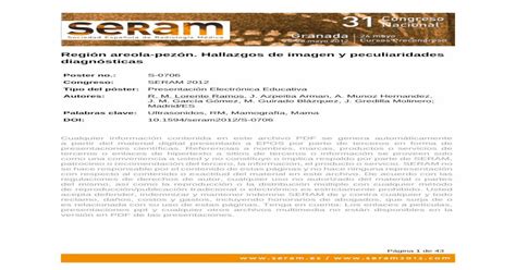 Región Areola Pezón Hallazgos De Imagen Y Peculiaridades Pdf