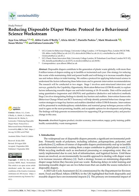 PDF Reducing Disposable Diaper Waste Protocol For A Behavioural