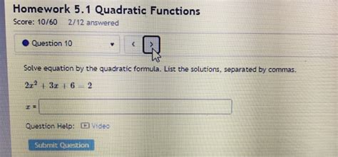 Solved Homework 5 1 Quadratic Functions Score 10 60 2 12