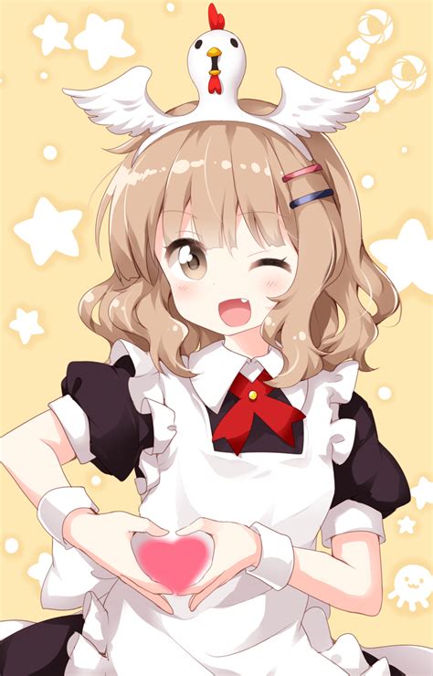 Safebooru 1girl D Alternate Costume Apron Black Dress Blush Brown