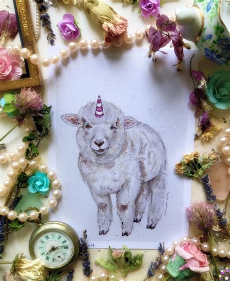 Unicorn Sheep Sheep Print Unicorn Art Sheep Watercolor Etsy