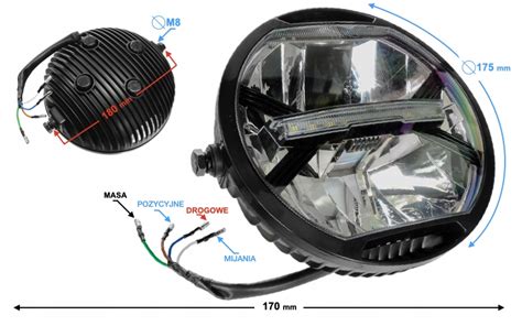 REFLEKTOR LAMPA PRZÓD MOTOCYKLOWA LED HOMOLOGACJA za 308 00PLN z