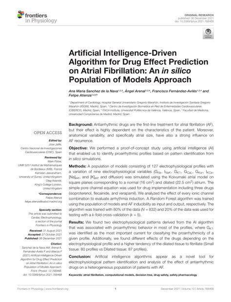 Pdf Artificial Intelligence Driven Algorithm For Drug Effect