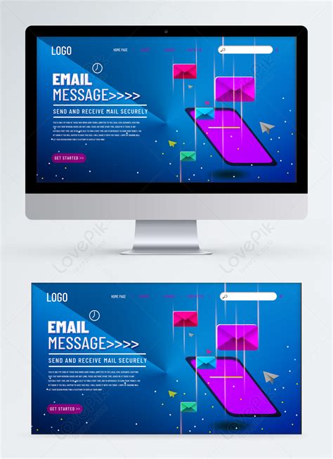 Blue Gradient Webmail Service Type Website Design Template Image