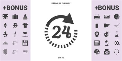 Open Around Clock Icon Opening Hours Symbol Vector Image