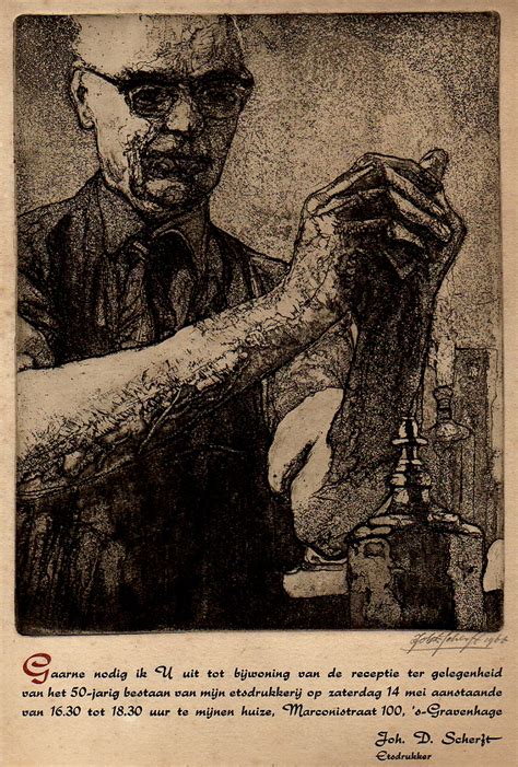 Grafiek Nl Johan D Scherft Zelfportret Handen Reinigend