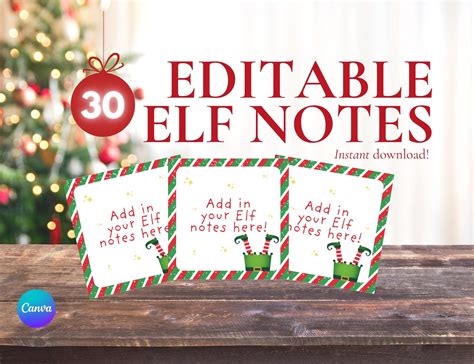 Editable Elf Note Cards Template Christmas Elf Ideas Printable Elf Elf Activities Christmas
