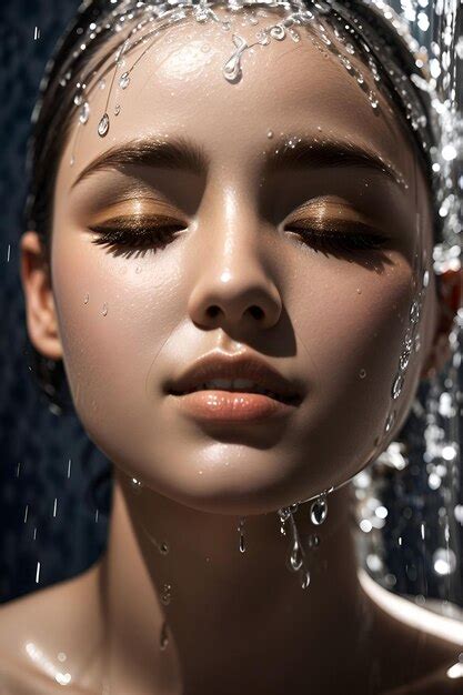 Premium Photo Beautiful Woman With Glamorous Makeup And Shiny Wet Skin