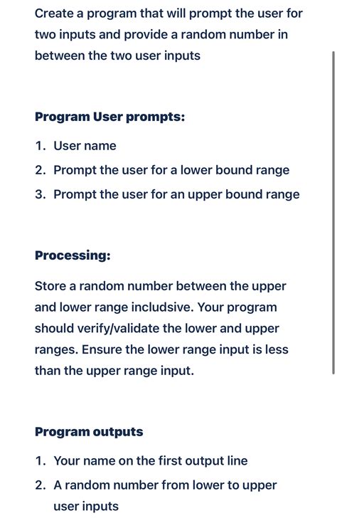 solved create a program that will prompt the user for two inputs
