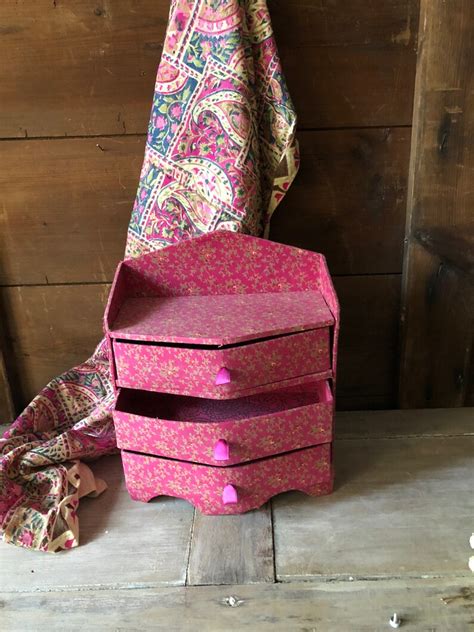 Vintage French Fabric Covered Chest Etsy