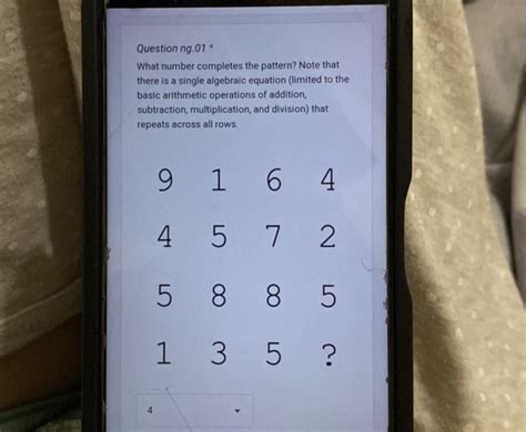 Questionng 01 What Number Completes The Pattern Note That There Is A