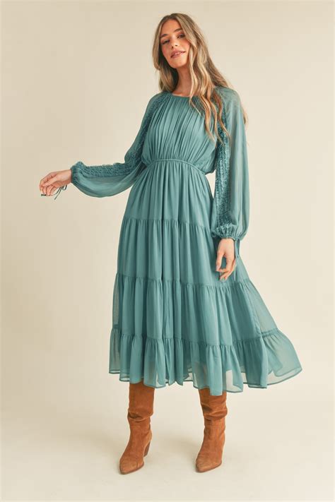 Balloon Sleeve Midi Dress Kirbys Kloset