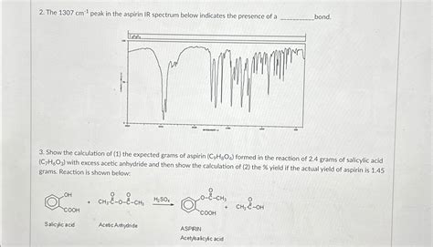 Solved The 1307cm 1 ﻿peak In The Aspirin Ir Spectrum Below