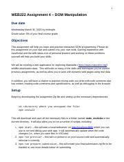 WEB222 Assignment4 Docx 1 WEB222 Assignment 4 DOM Manipulation Due