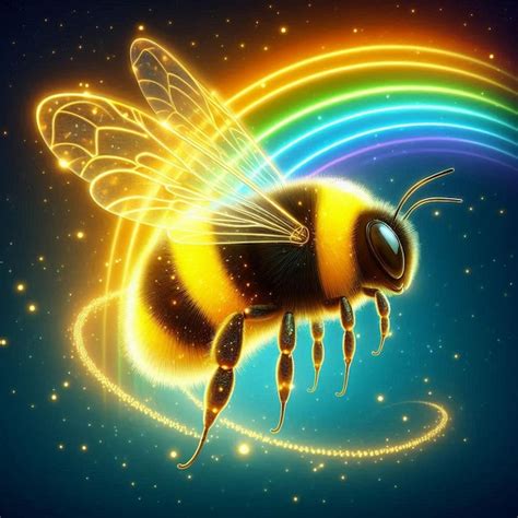 A Bee With Rainbow And Sparkles Premium Ai Generated Image