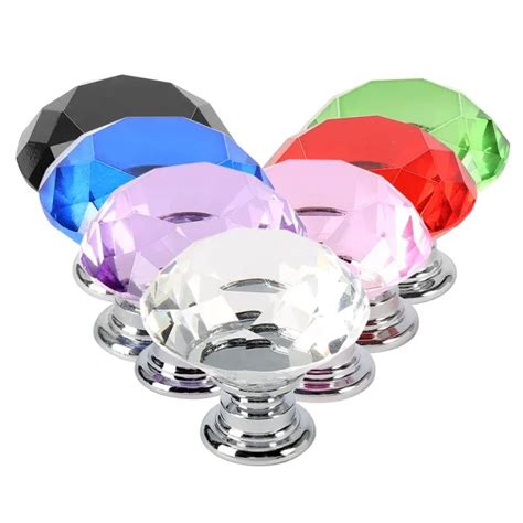 Diamond Crystal Glass Door Crystal Door Knobs 30mm Drawer Cabinet